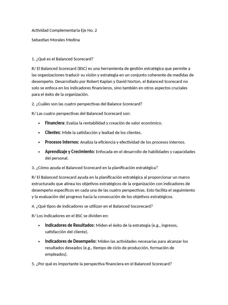 Actividad Complementaria Eje No. 2 | PDF | Planificación estratégica | Economias