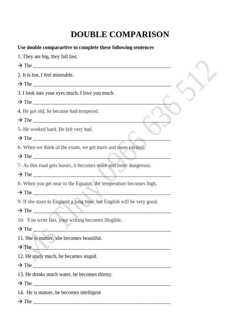 Double Comparatives Exercise | PDF