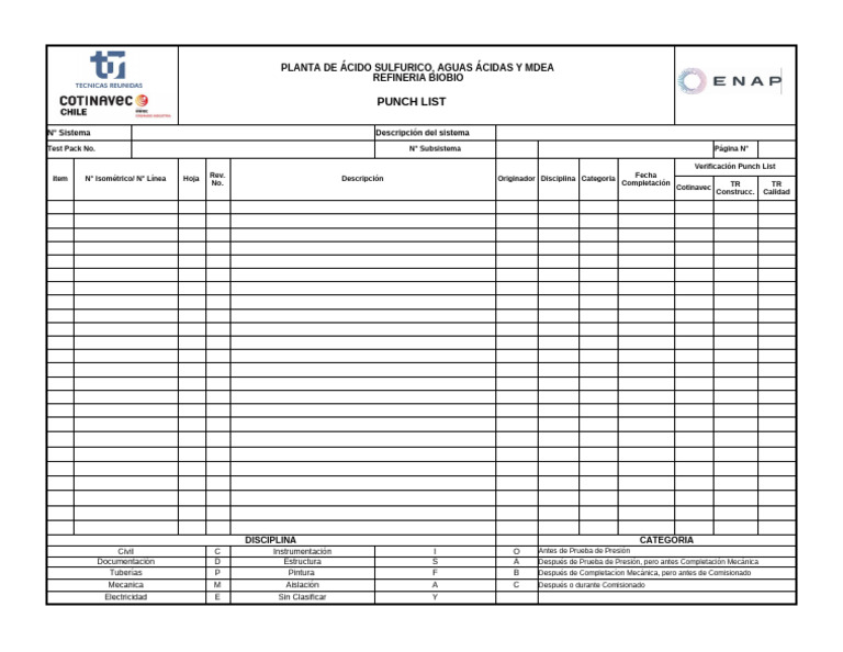 Formato Punch-List | PDF