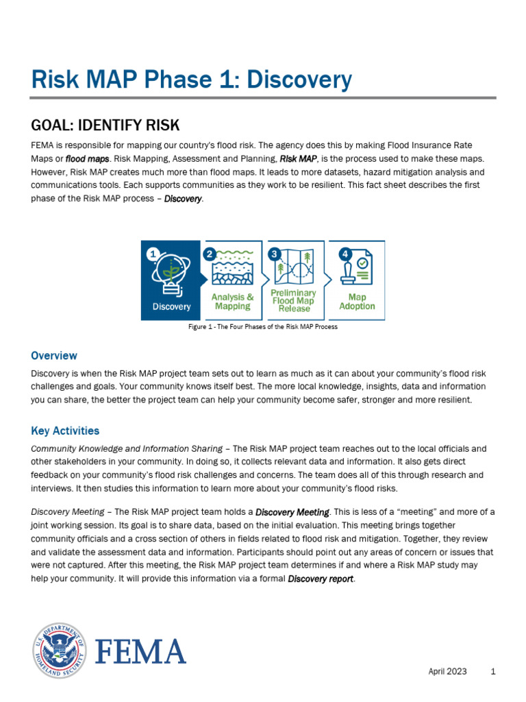 Fema - Risk Map Phase 1 Factsheet | PDF | Risk | Flood