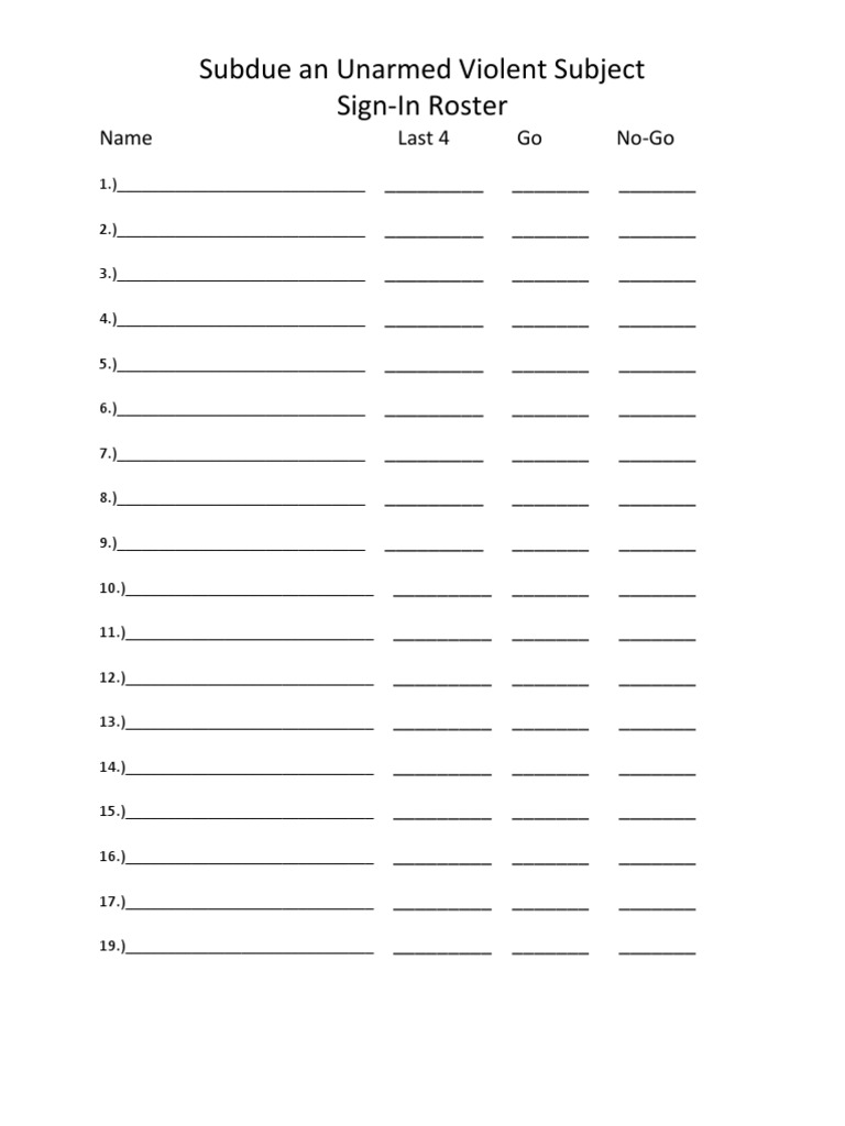 Unarmed Violent Subject Roster | PDF | Technology & Engineering