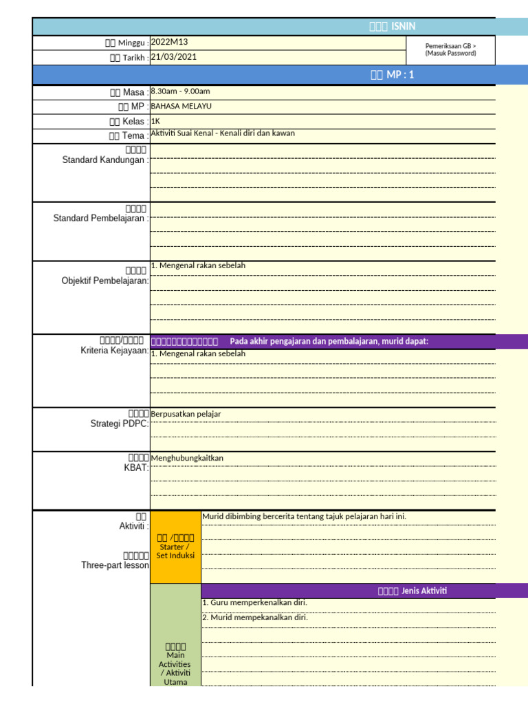 Masa: MP: Kelas: Tema: Standard Kandungan:: Isnin | PDF