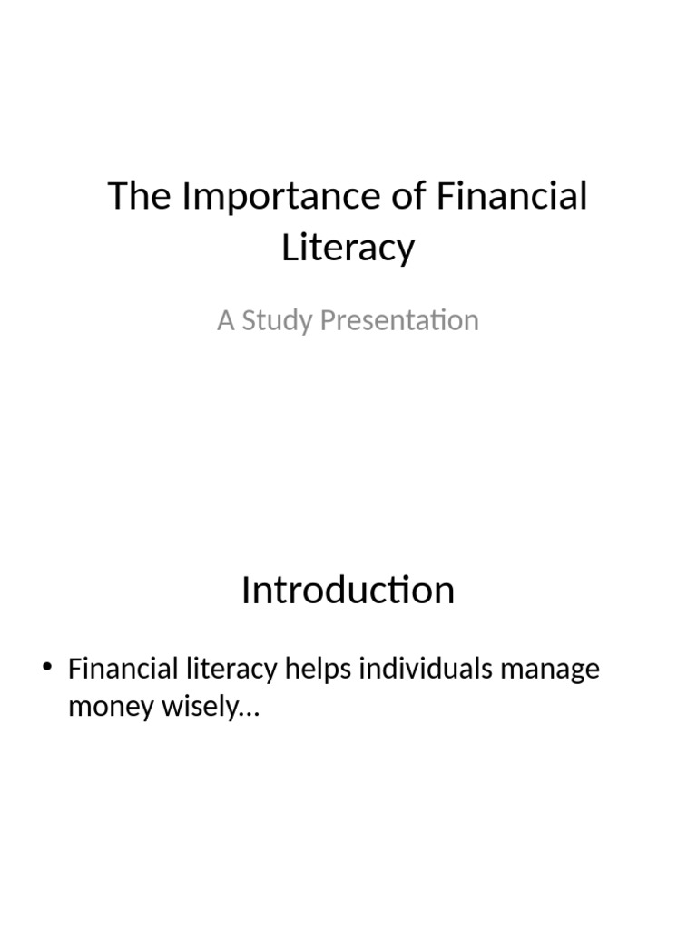 Importance of Financial Literacy Explained | PDF