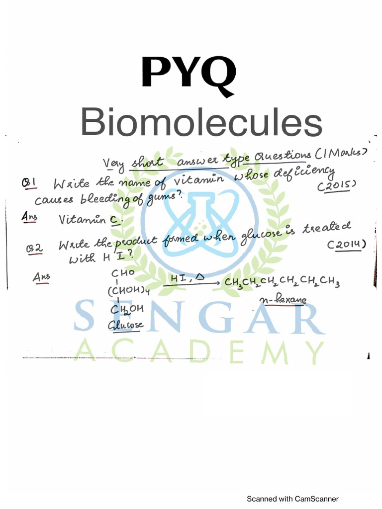 Biomolecules Pyq | PDF