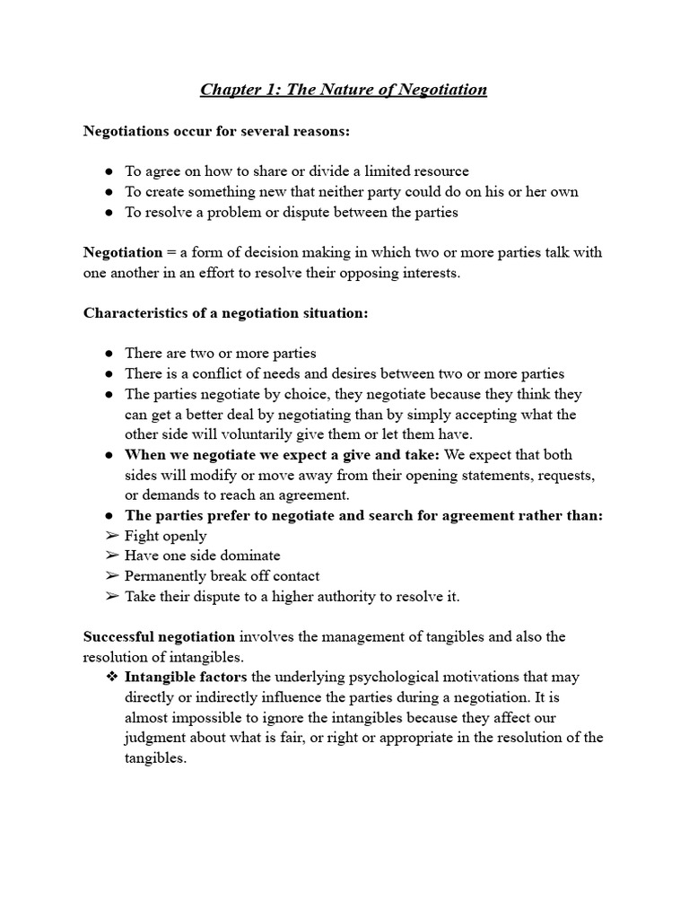 Chapter 1 - Negotiation ENG | PDF | Negotiation | Social Psychology