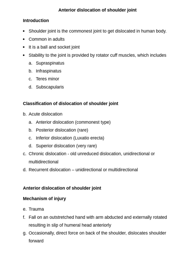 Anterior dislocation of shoulder joint | PDF | Shoulder ...