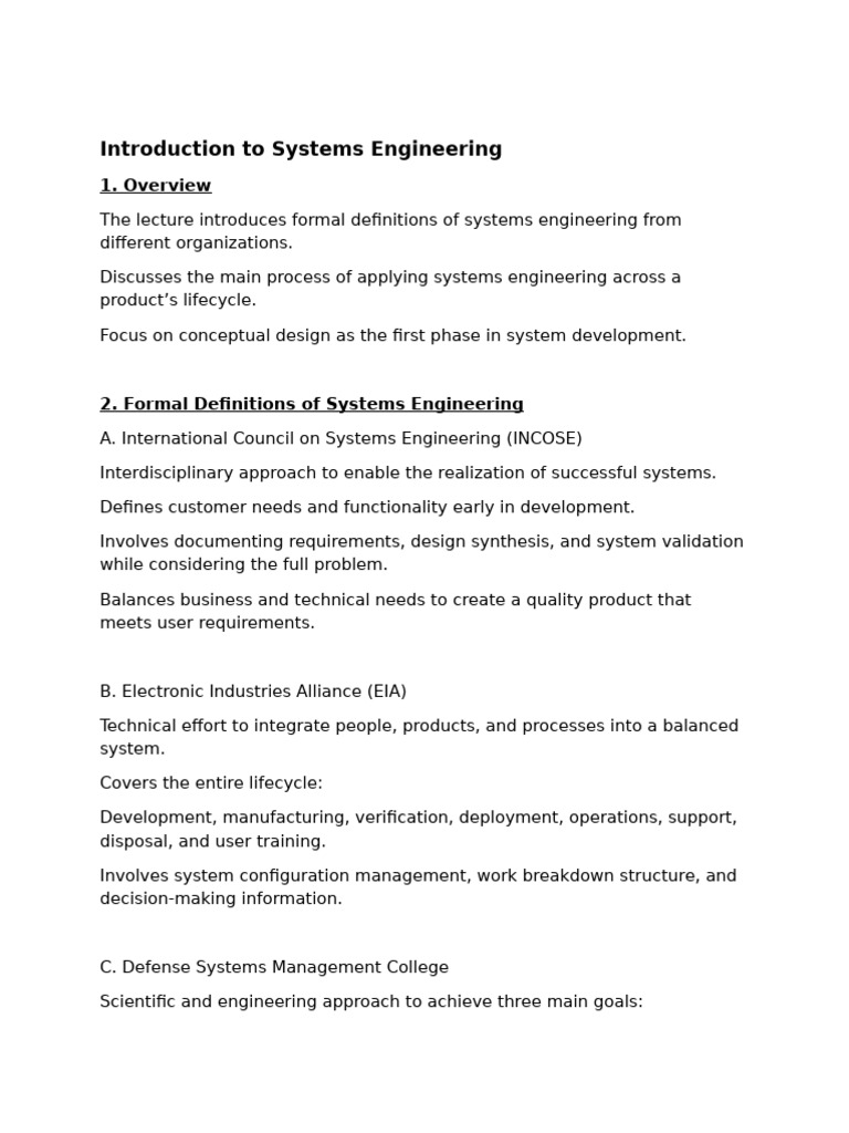 Lecture in Systems Engineering (AutoRecovered) | PDF | Systems Engineering | System
