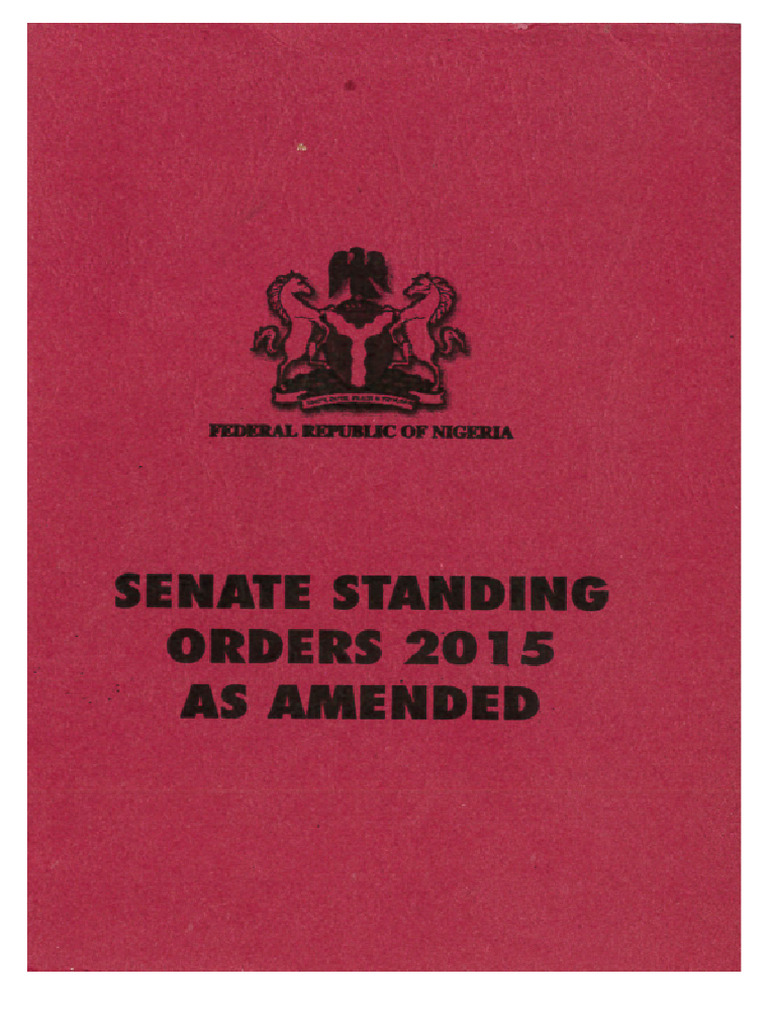 Senate Standing Orders 2015 As Amended | PDF