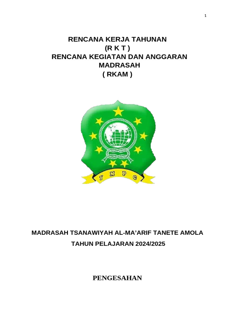 RENCANA KERJA TAHUNAN Mts Tanete Amola | PDF