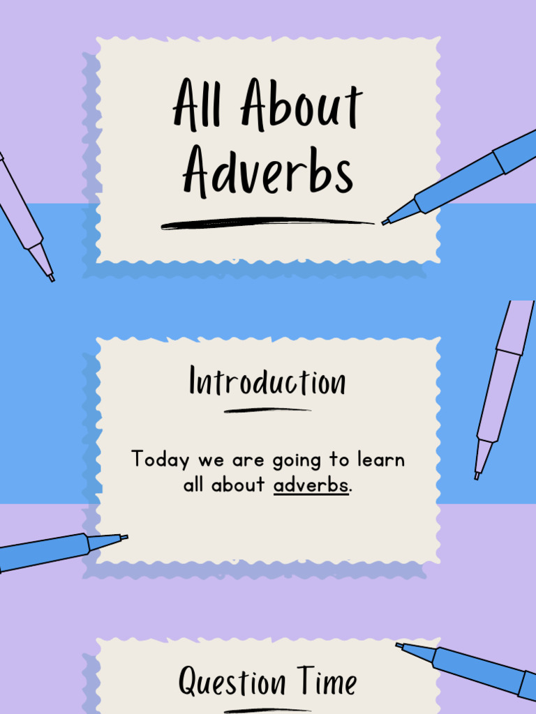 Adverbs Presentation in Purple Blue Bold Style | PDF
