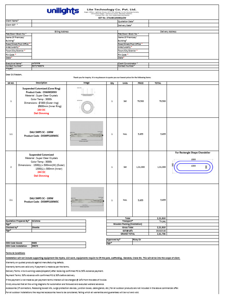Client - Navin Bagadia Aurangabad 9oct2024 | PDF | Electrical Engineering | Manufactured Goods