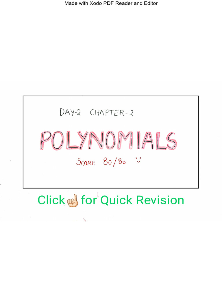 Polynomials Revision & PYQ Series | PDF