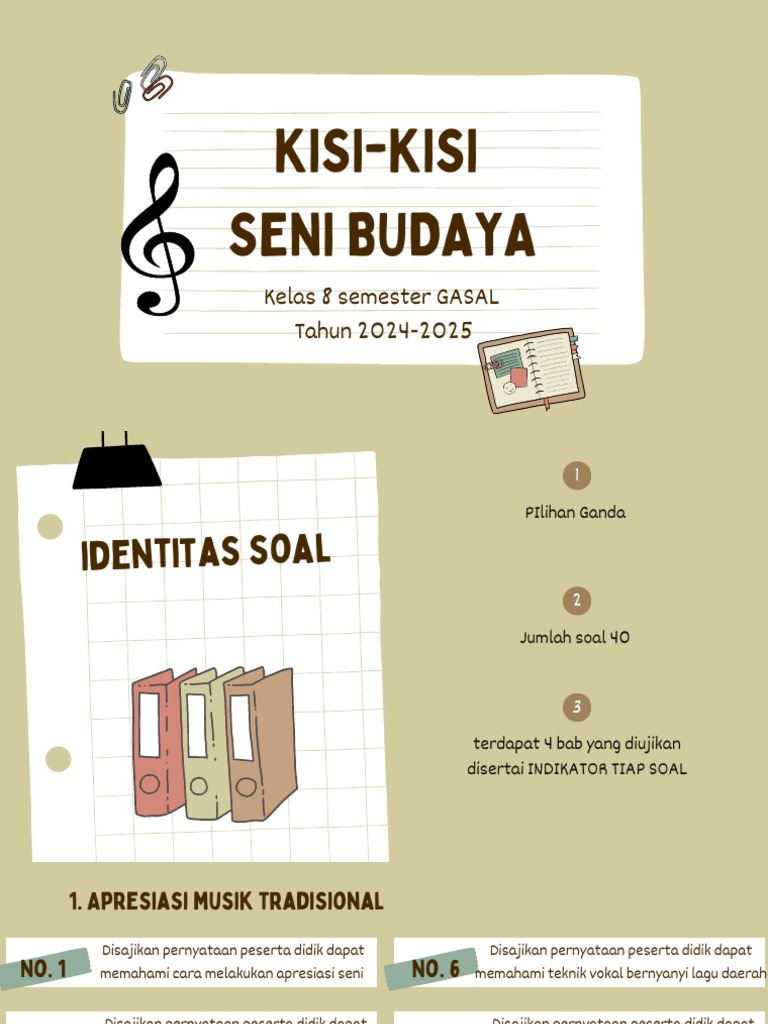 KISI-KISI ASAS SENI BUDAYA KELAS 8 | PDF