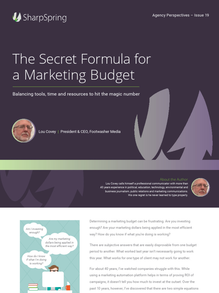 Formula For Marketing Budget | PDF | Marketing | Automation
