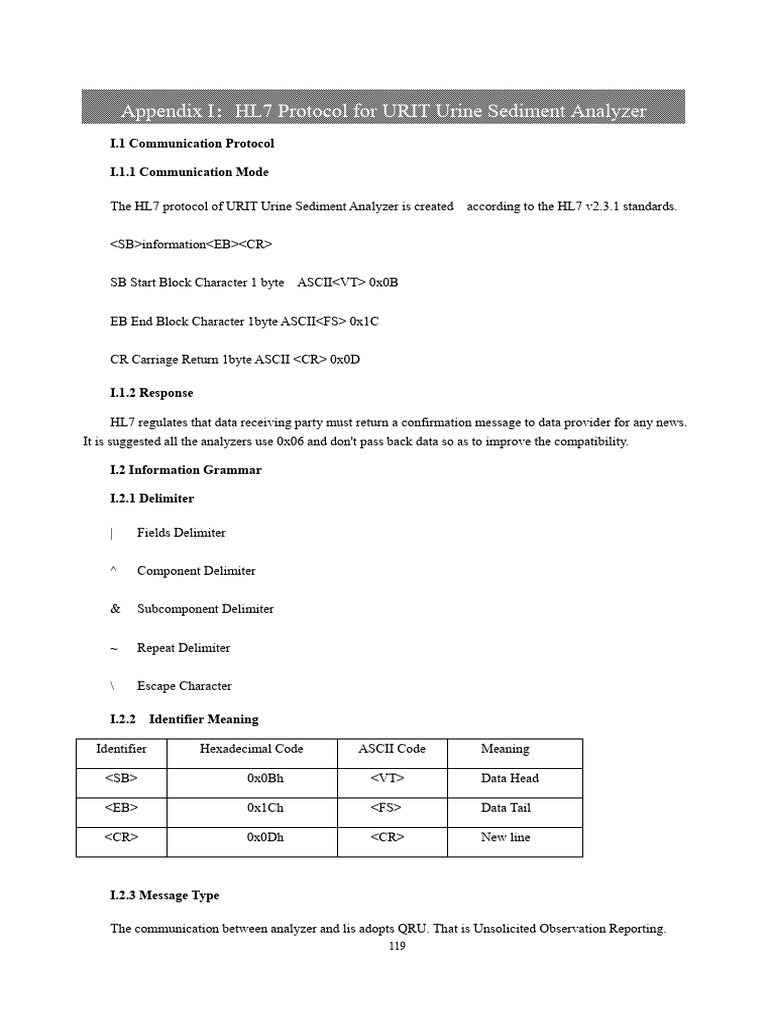 ЛИС - HL7 Protocol for URIT | PDF | String (Computer Science) | Naming Conventions