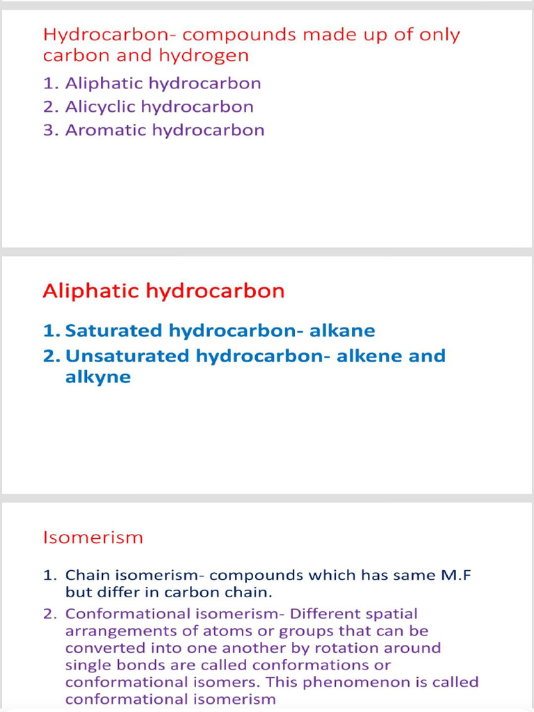Hydrocarbon Today's Notes | PDF | Conformational Isomerism | Hydrocarbons