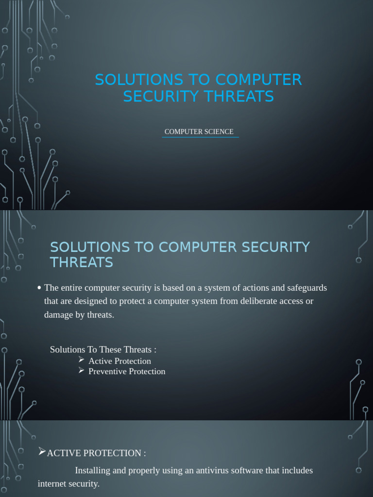 Solutions To Computer Security Threats | PDF | Computer Virus | Security