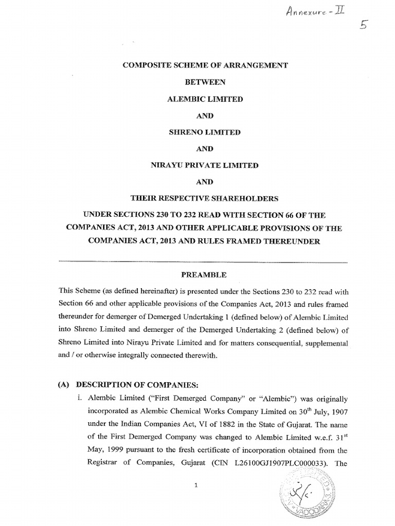 Draft Composite Scheme of Arrangement | PDF