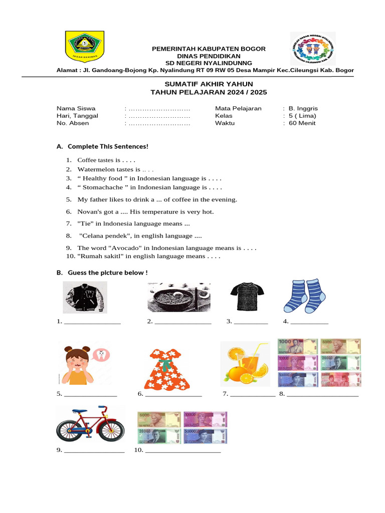 Sas Inggris Grade 5 | PDF