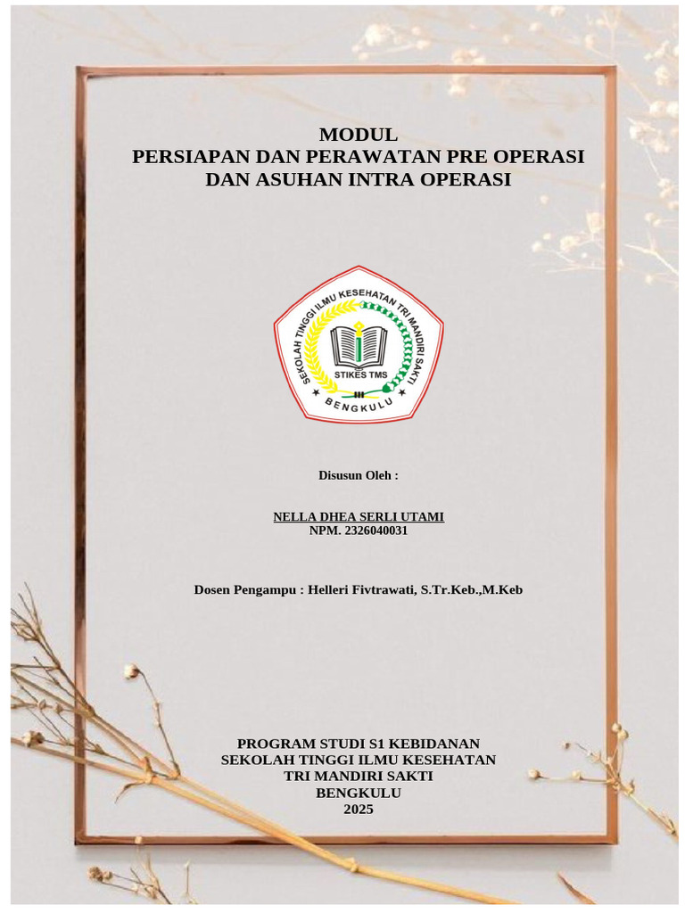 Modul Persiapan Dan Perawatan Pre Operasi Dan Asuhan Intra Operasi | PDF