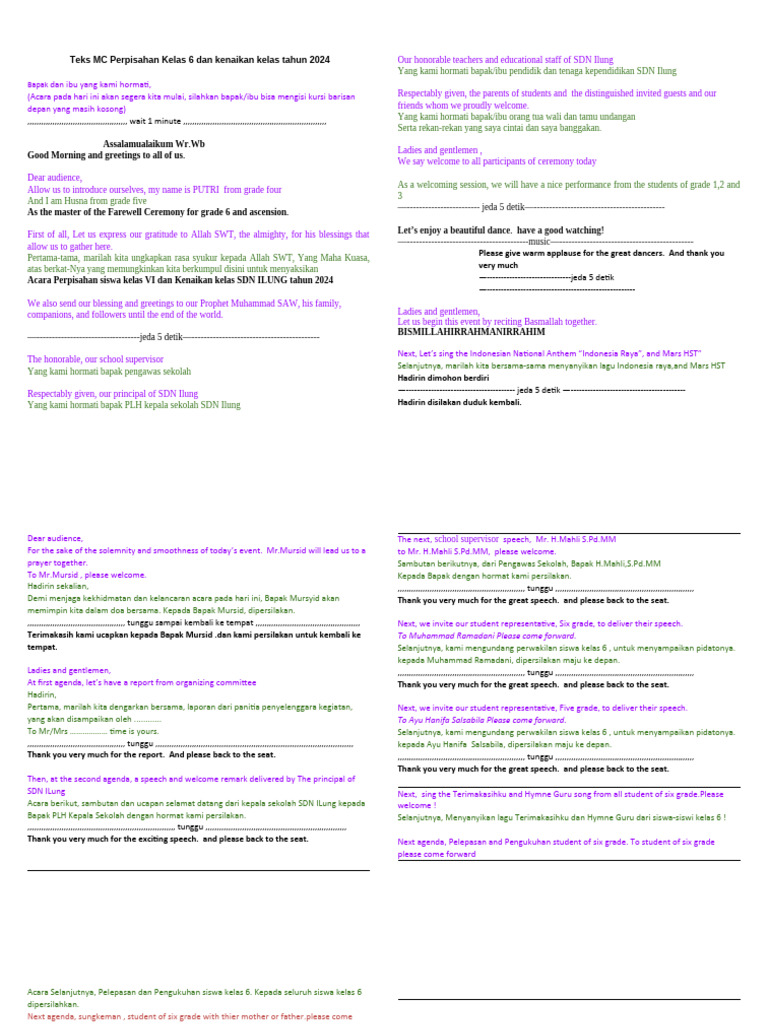 Salinan Dari MC Perpisahan Kelas Vi-1 | PDF