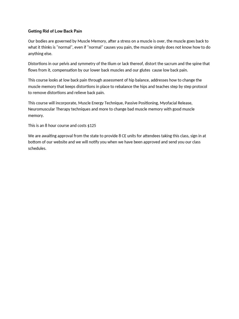 Getting Rid of Low Back Pain | PDF