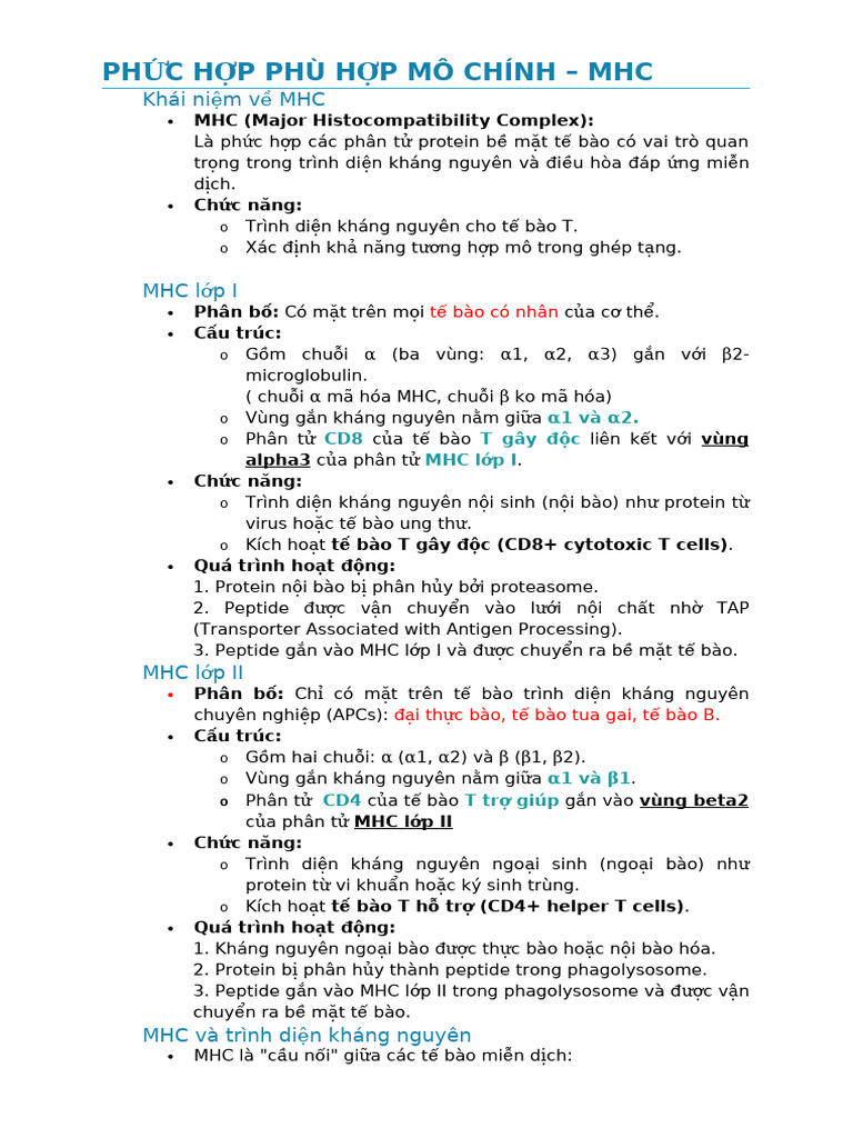 PH CH P Phù H P Mô Chính - MHC: Khái Ni MV MHC | PDF