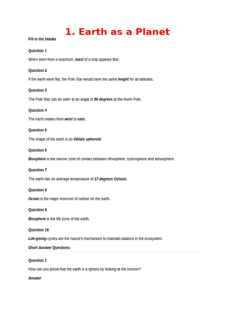 1.earth As A Planet (Geography) | PDF | Earth | Atmosphere
