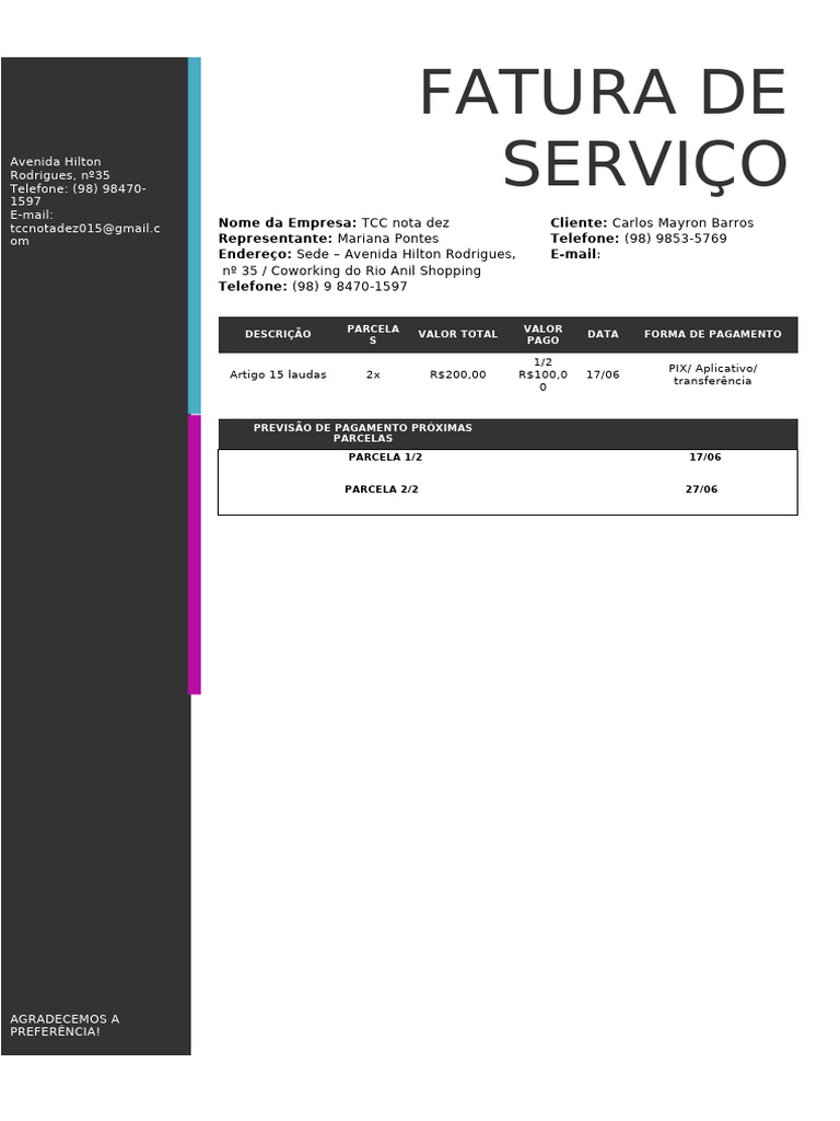 Modelo de Fatura | PDF