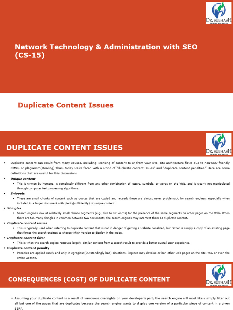 Managing Duplicate Content in SEO | PDF | Search Engine Optimization ...