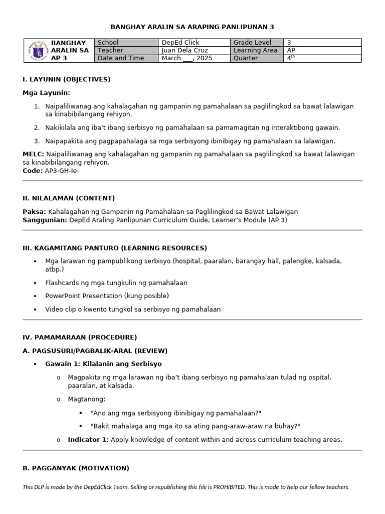 CO - Q4 - DLP - AP 3 - DepEdClick | PDF