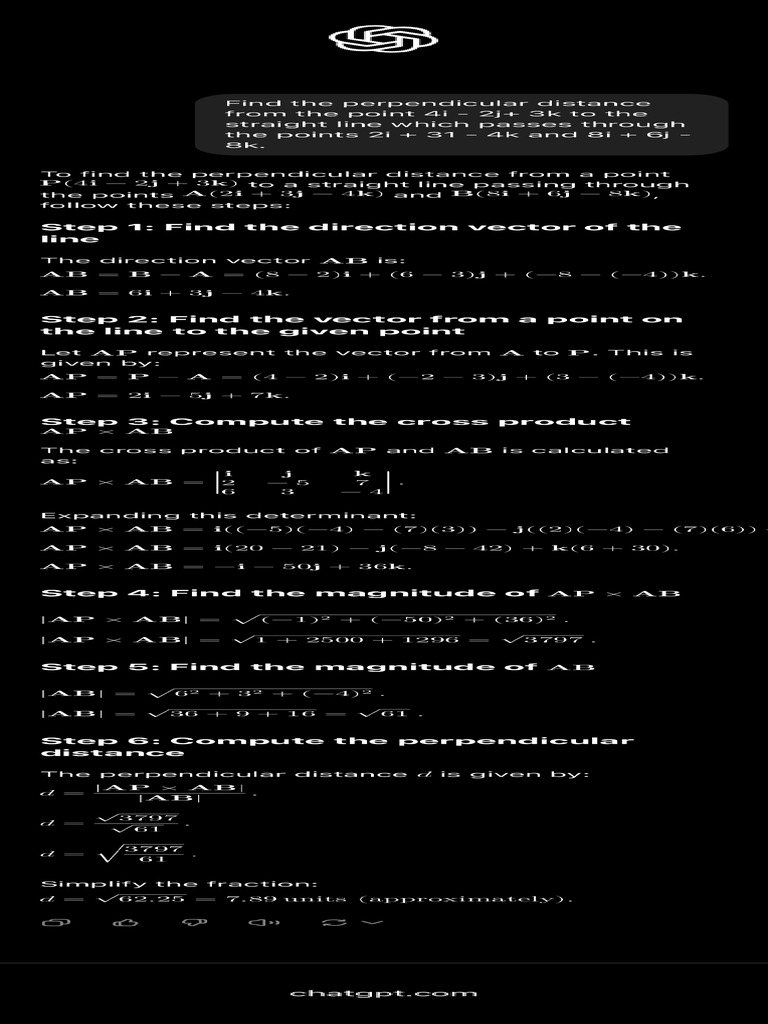 Perpendicular Distance Calculation | PDF