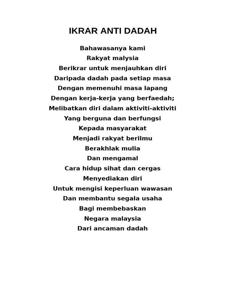 Ikrar Anti Dadah | PDF