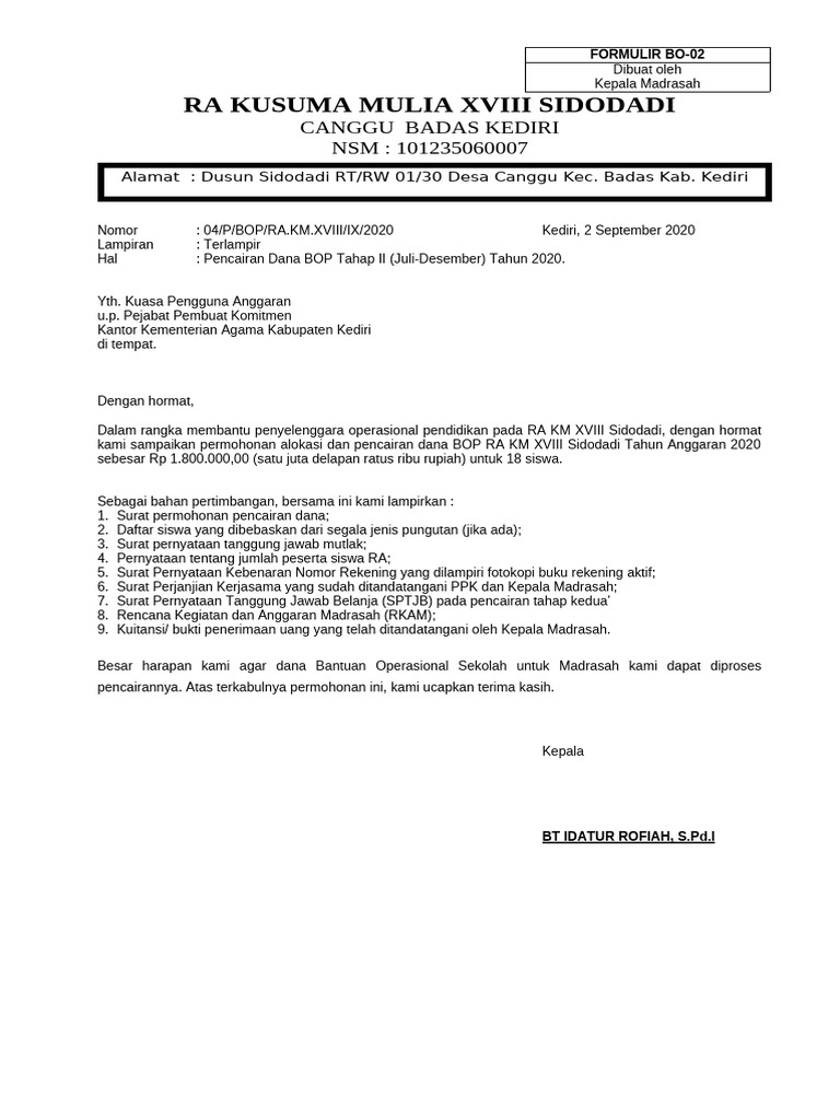 FORMULIR BOP 02-sdd | PDF