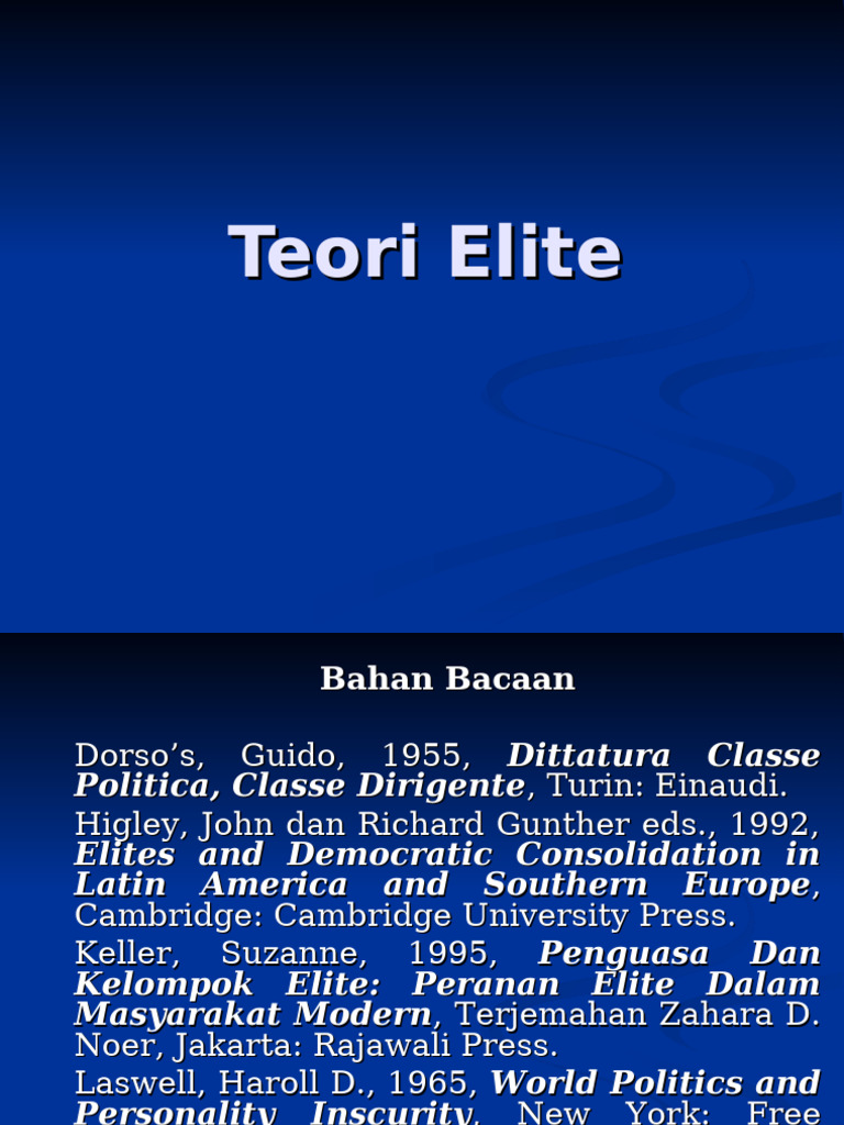 Pemahaman Teori Elite dalam Masyarakat | PDF
