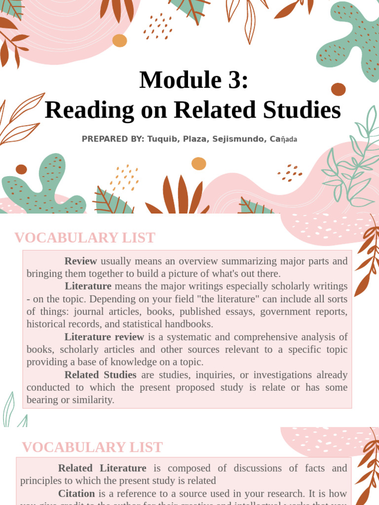 RESEARCH PROJECT-RRL(MODULE 3) | PDF | Citation | Methodology