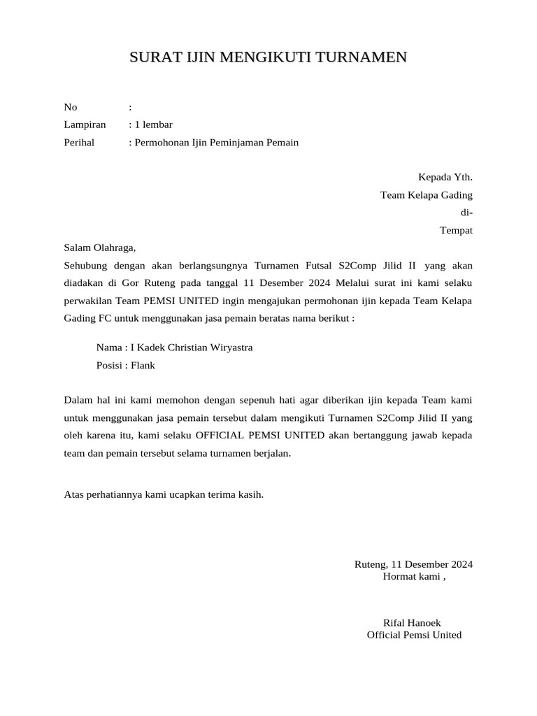 surat permohonan ijin | PDF