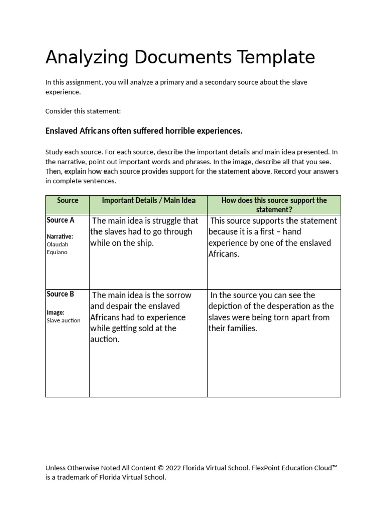 Analyzing Documents Template | PDF