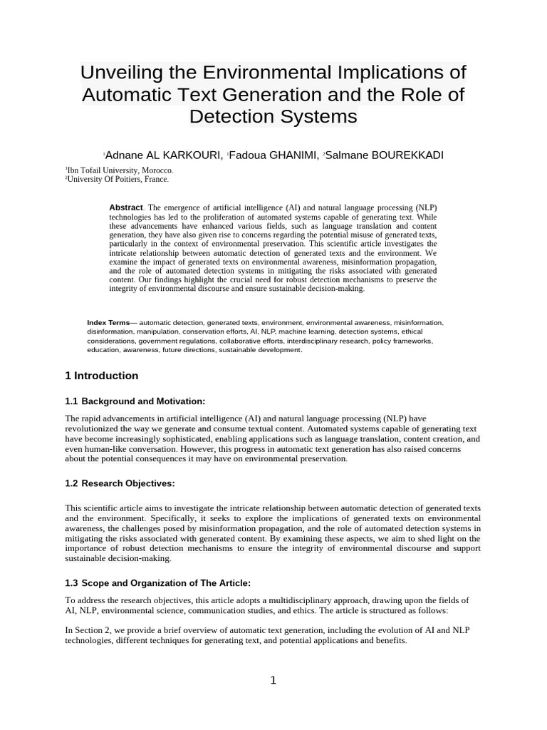 Unveiling The Environmental Implications of Automatic Text Generation and The Role of Detection ...