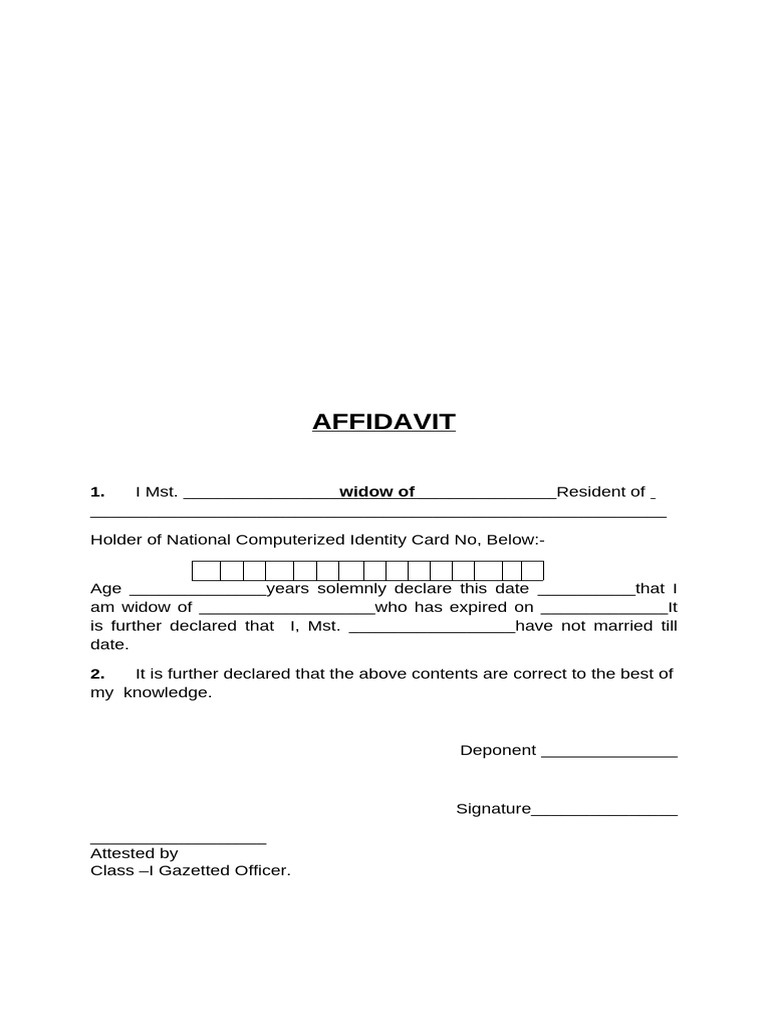 Affidavit of Widow | PDF