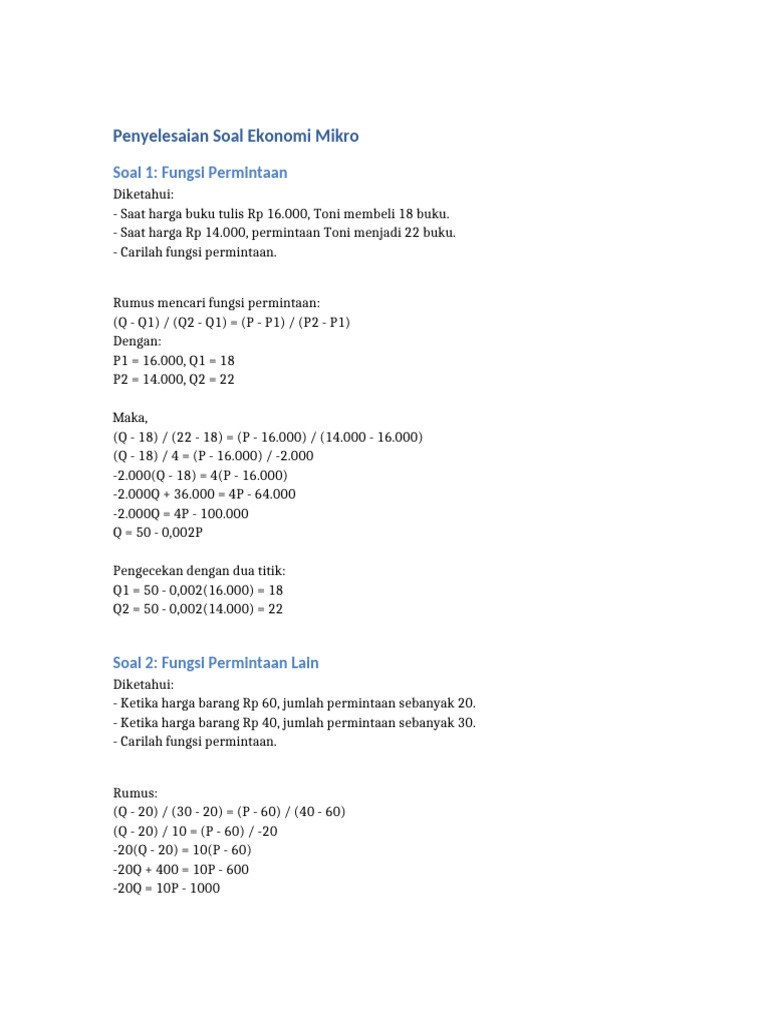 Soal Ekonomi Mikro | PDF