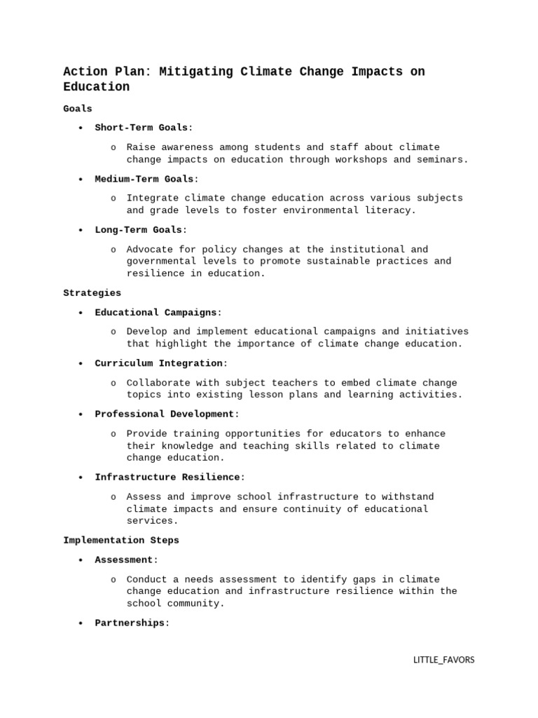 Climate Change Action Plan for Education | PDF | Climate Resilience ...