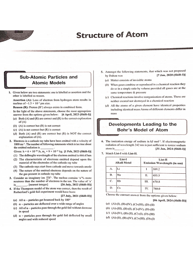 Structure of Atom | PDF