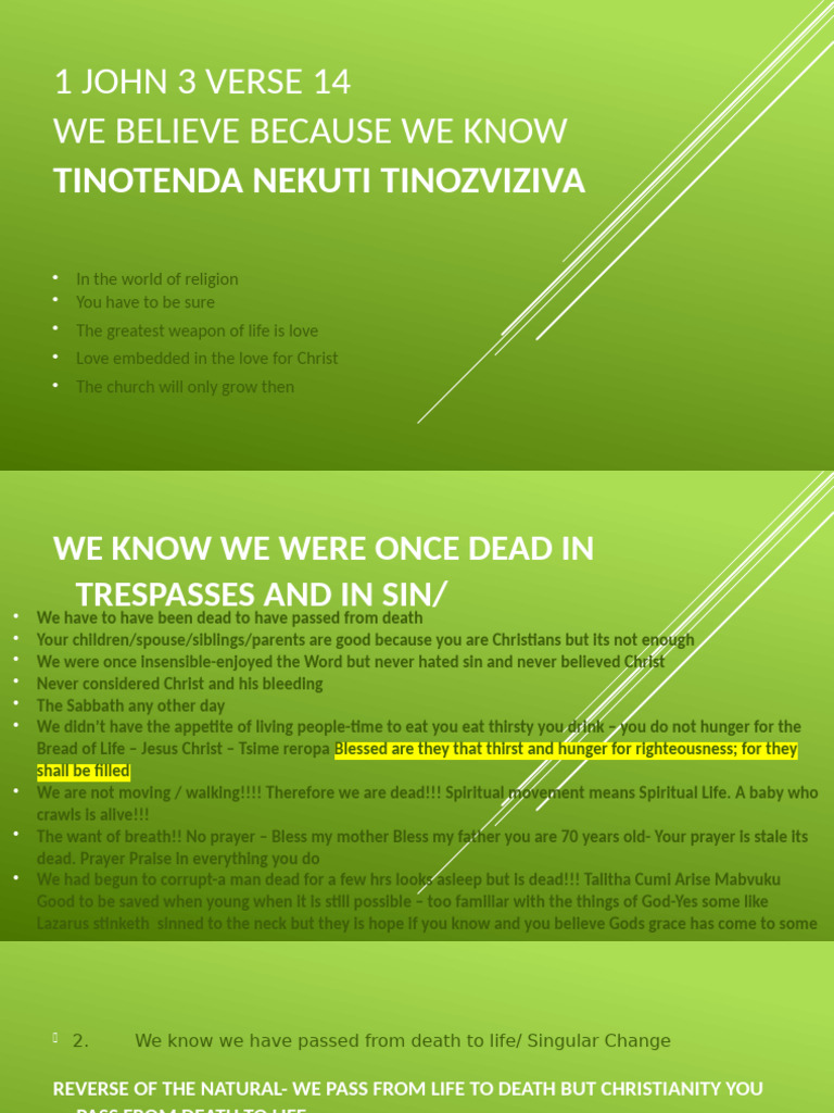 1 John 3 Verse 14 We Love Because We Know That We Have Passed From ...