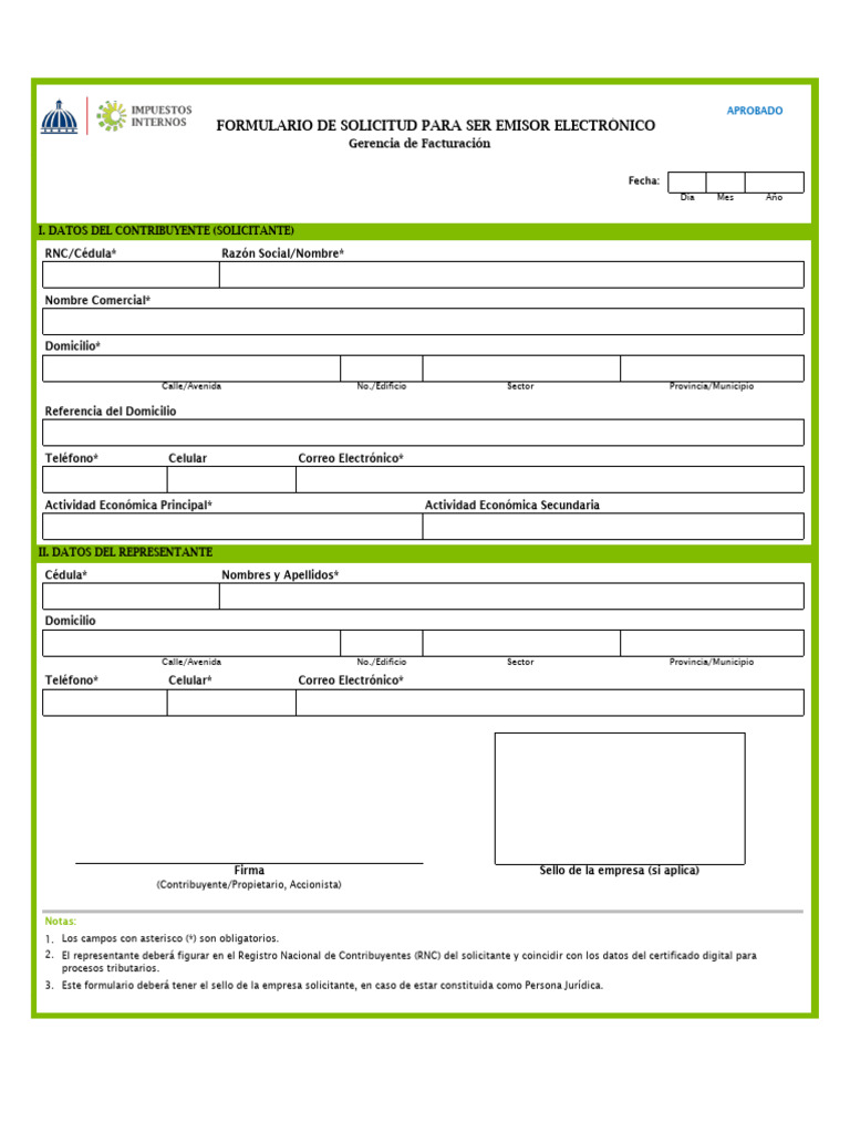 FI-GDF-016 Formulario de Solicitud para Ser Emisor Electrónico, Vers. C | PDF