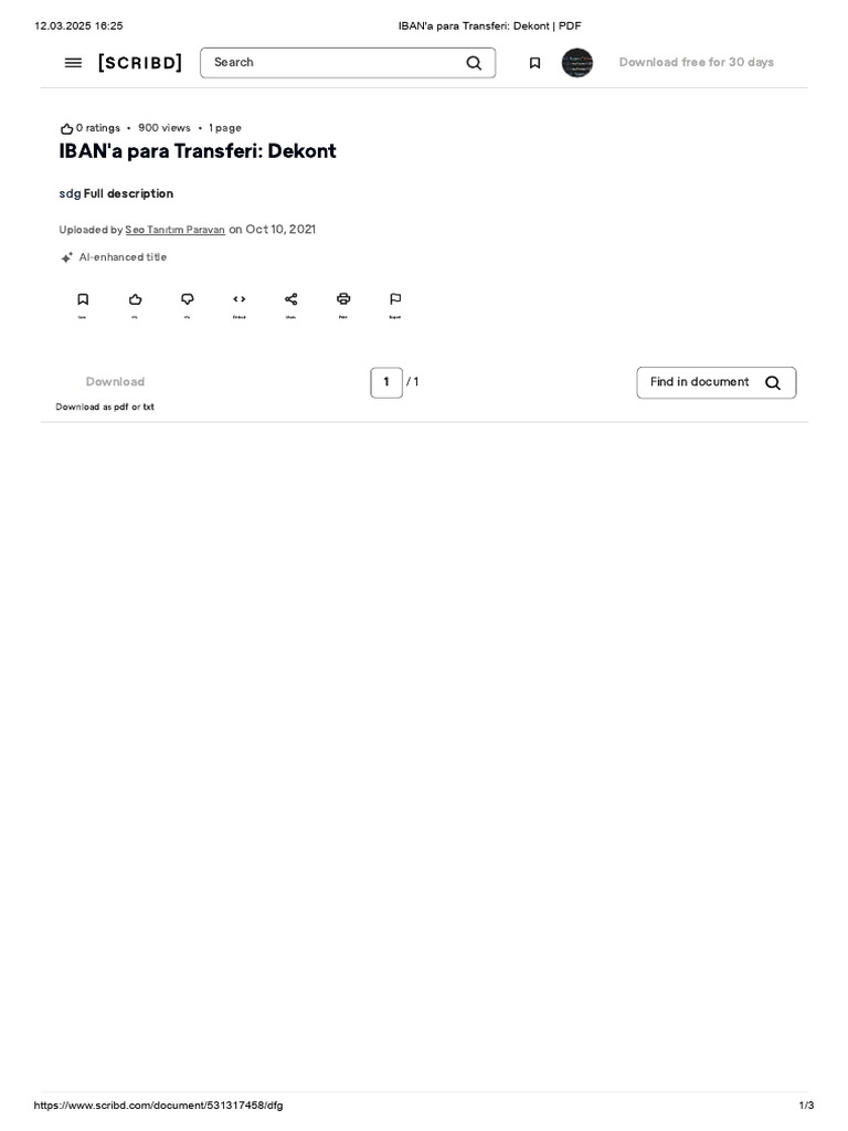 IBAN'a para Transferi - Dekont - PDF | PDF