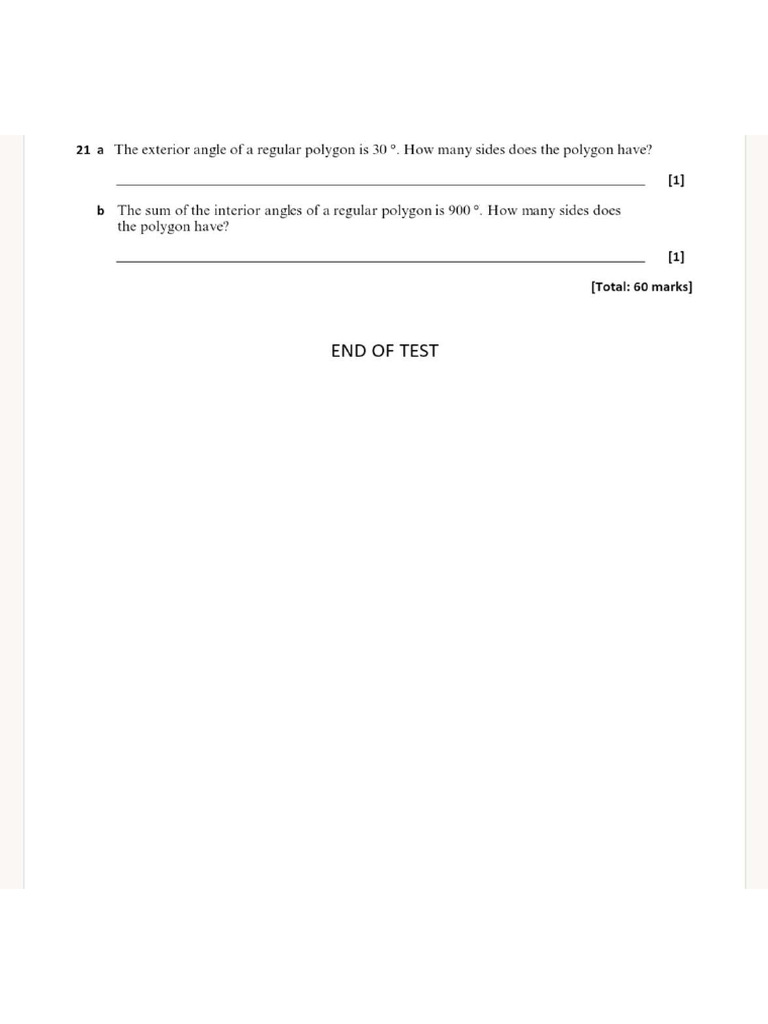 math's end of year test | PDF