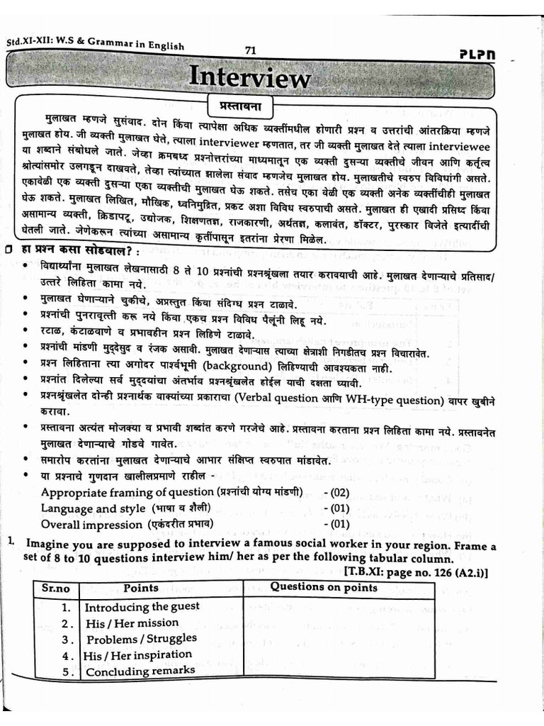 12th English Interview | PDF