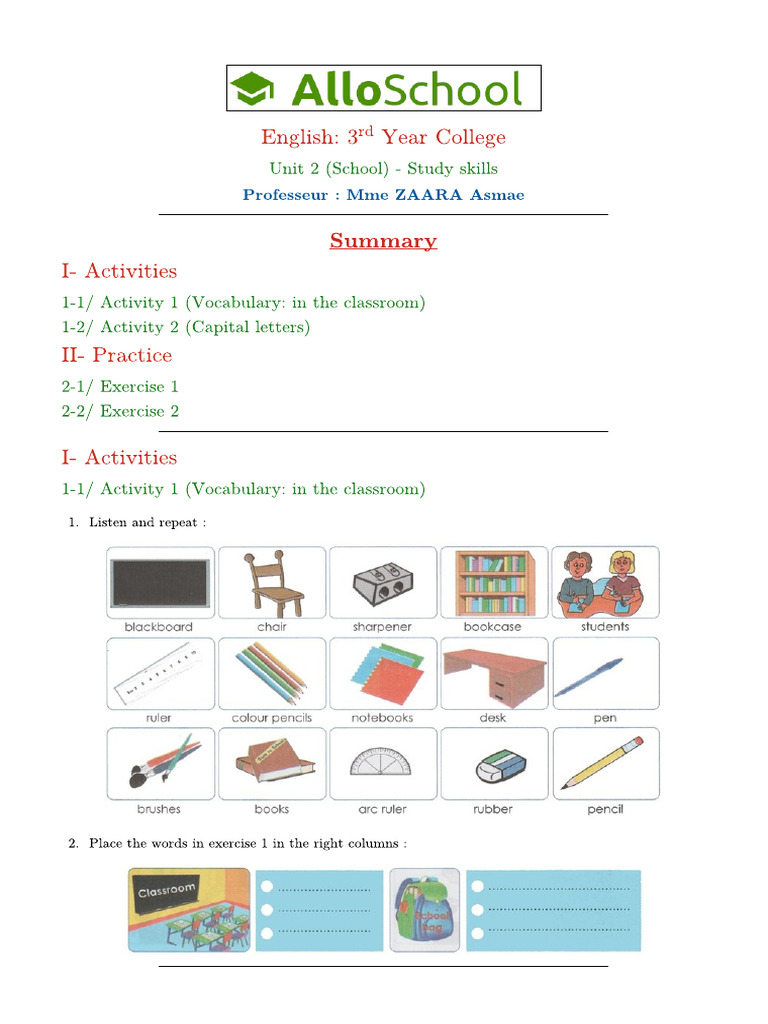 unit-2-school-study-skills-2 | PDF