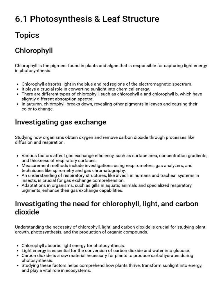 Photosynthesis Leaf Structure-StudyGuide | PDF | Photosynthesis ...